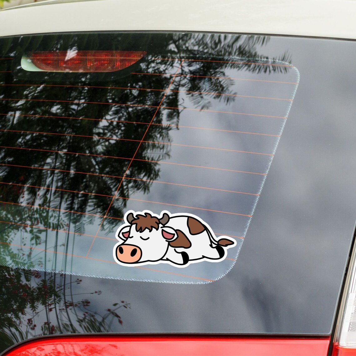 Lazy Cow Car Decal Sticker / Kawaii Cartoon Cow Sleeping Vinyl - Etsy