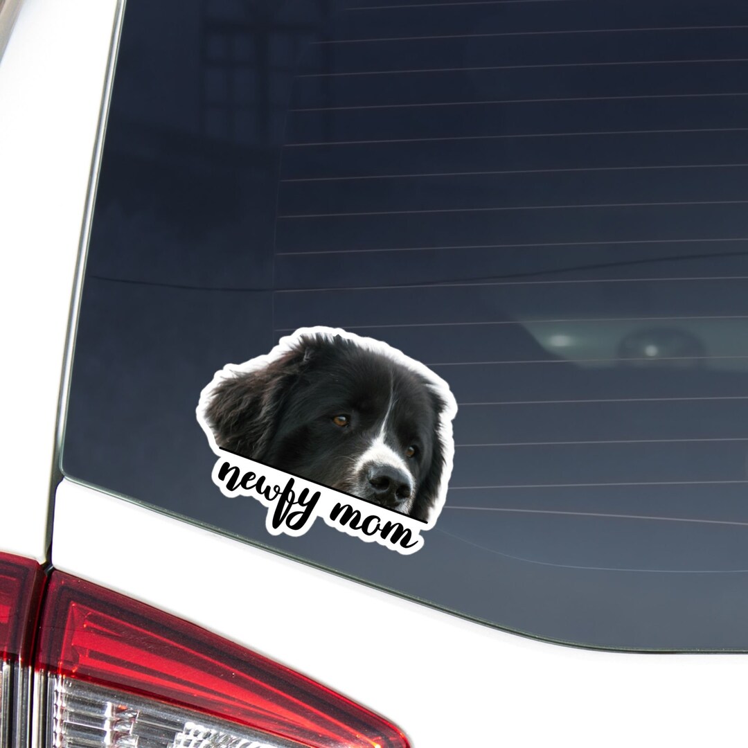 Newfy Mom Car Decal: Peeking Newfoundland, Black & White Landseer Vinyl ...