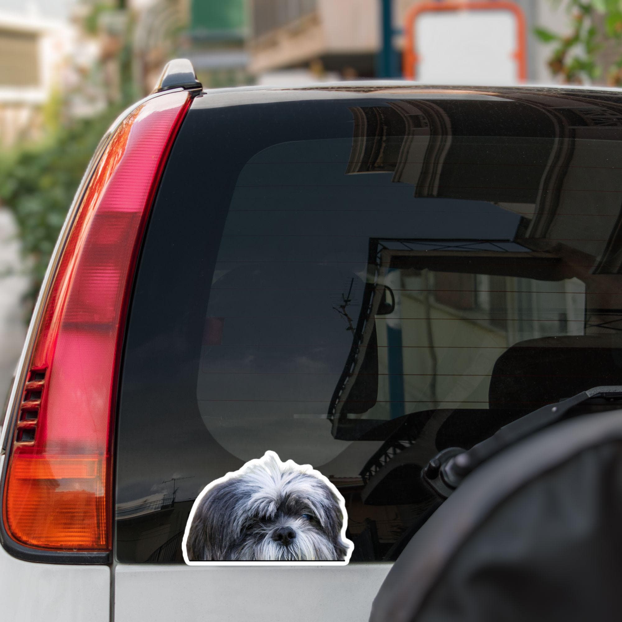 Shih Tzu Car Decal Sticker / Peeking Black White Shih Tzu Dog Head Face ...
