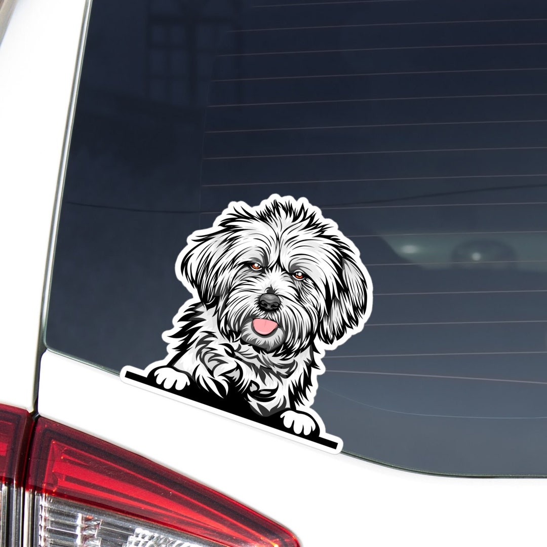 Realistic Lhasa Apso Car Decal Sticker / Peeking Dog Paws up Vinyl ...