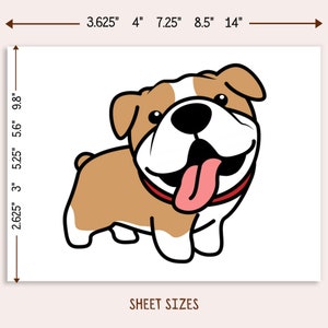 Red White English Bulldog Car Sticker Decal / Cartoon Dog Smiling ...
