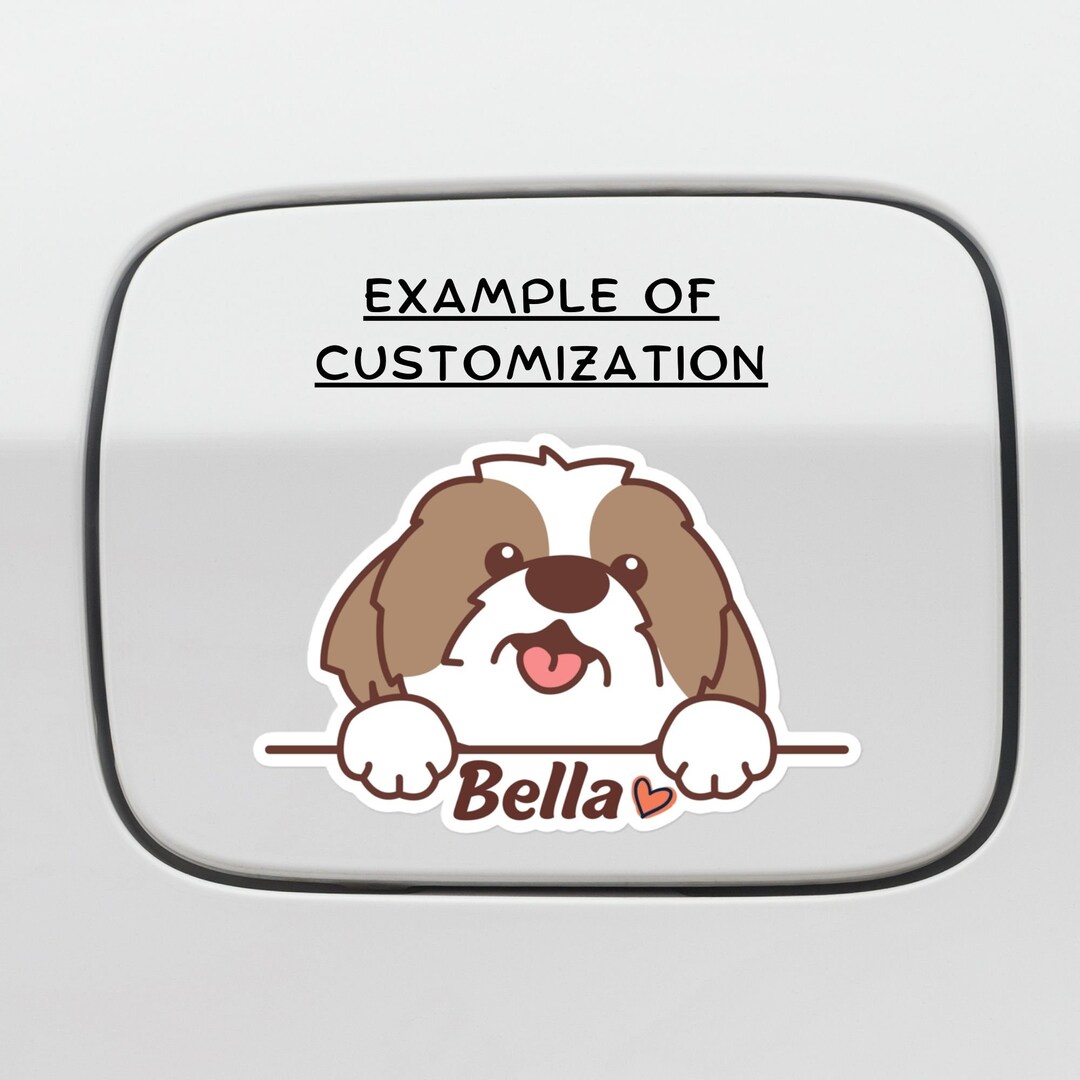 Custom Gold & White Shih Tzu Car Decal Sticker / Personalized Dog Name ...