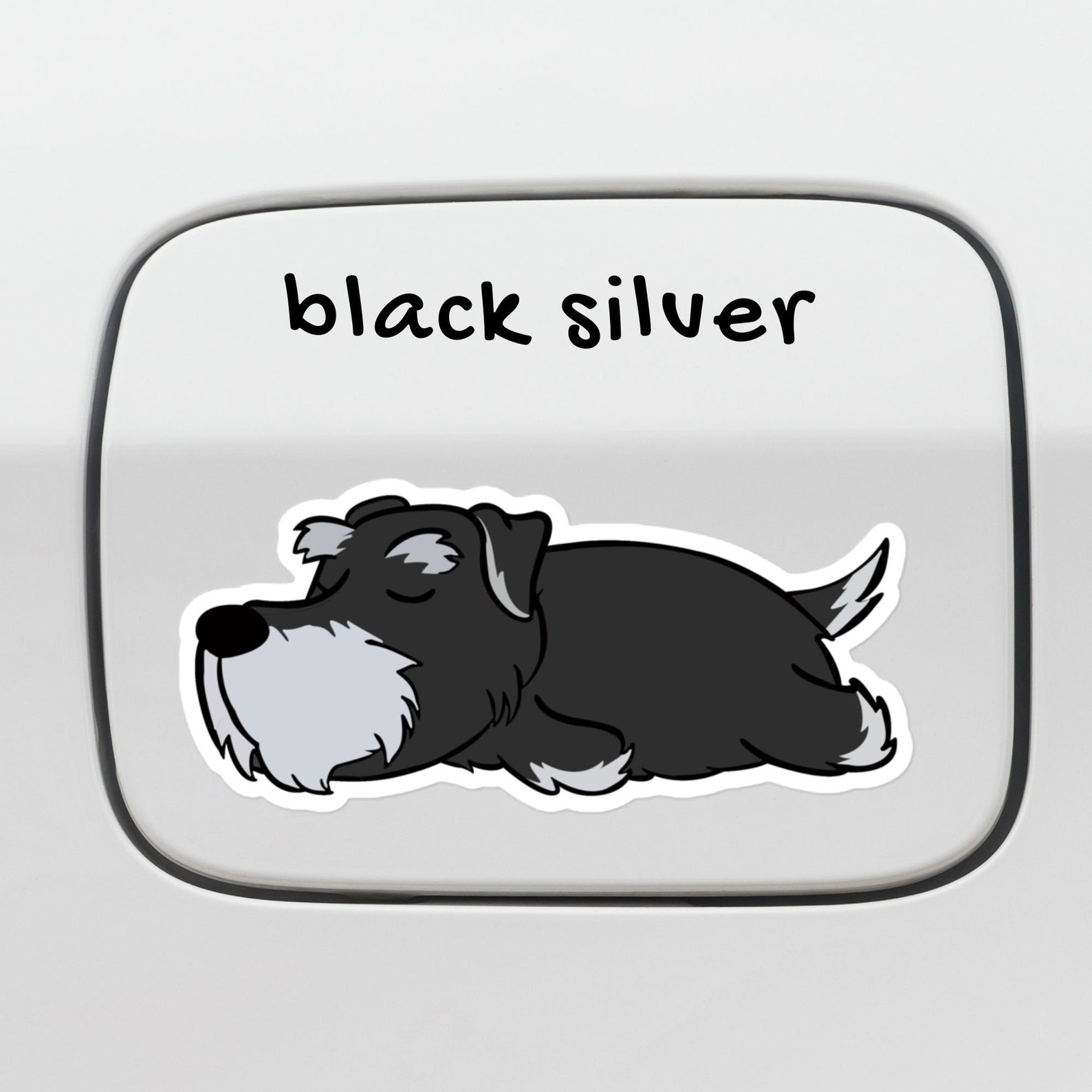 Lazy Mini Schnauzer Car Decal Sticker / Black White Miniature Schnauzer ...