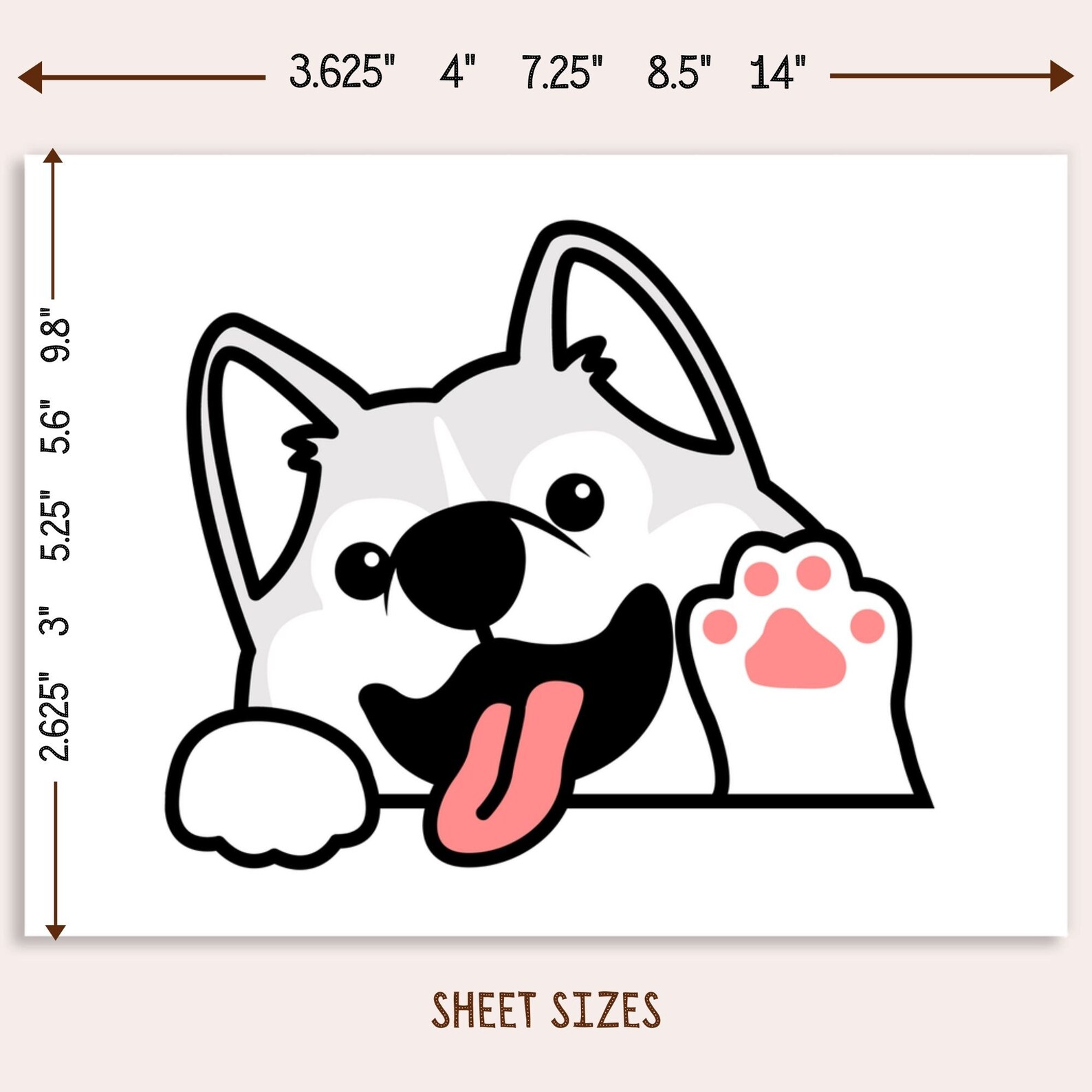 White Husky Car Decal / Peeking Husky Waving Paw Car Sticker / | Etsy