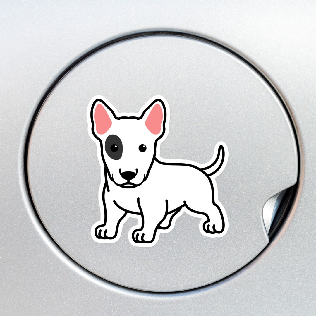 White Bull Terrier Black Patch Car Sticker Decal / Peeking Cute ...