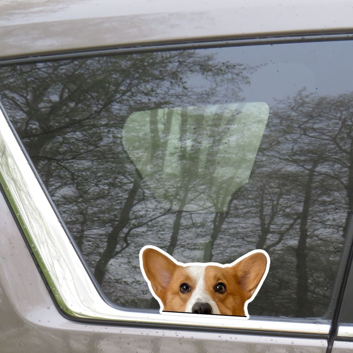 Red Corgi Car Decal - Peeking Dog Waterproof Sticker - Etsy