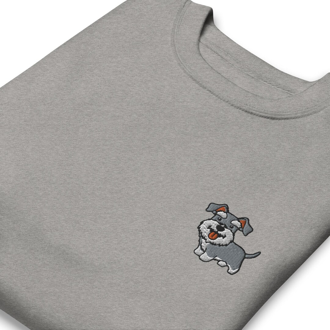 Embroidered Mini Schnauzer Sweatshirt / Embroidery Kawaii Happy Dog ...