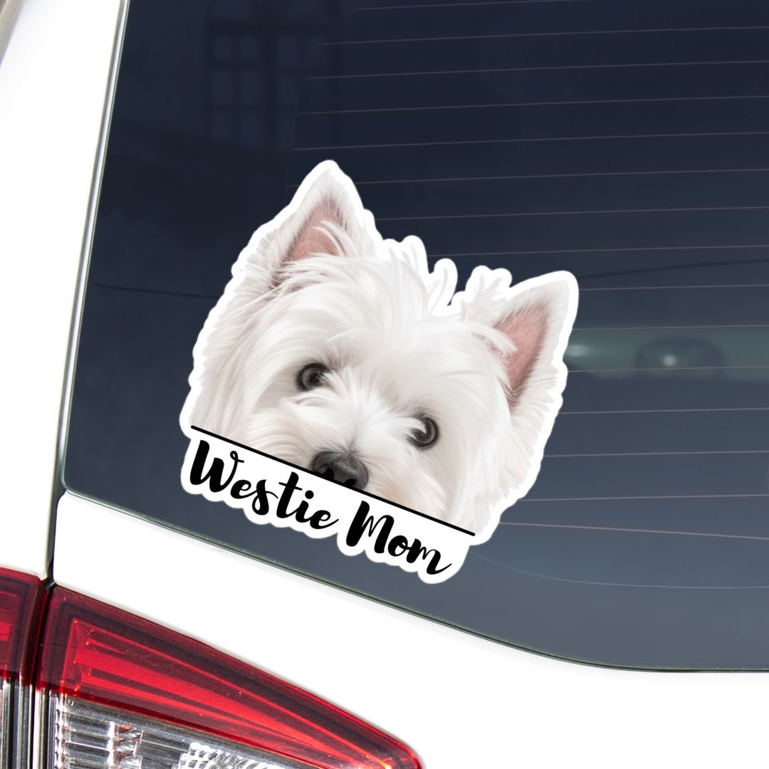 Westie Mom Car Decal Sticker / Peeking Watercolor West Highland Terrier ...