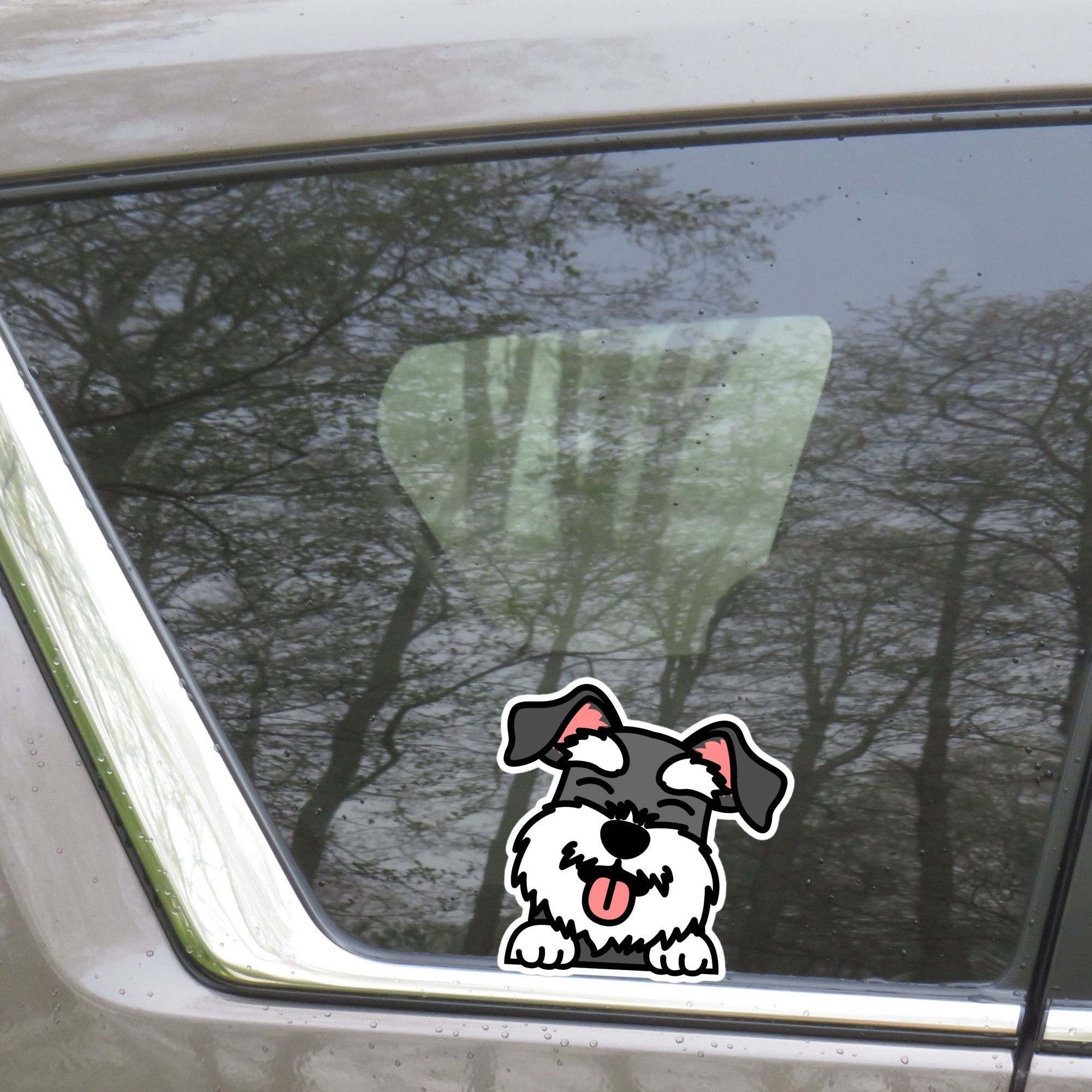 Dark Gray Miniature Schnauzer Car Decal Sticker / Cute Dog Mini ...