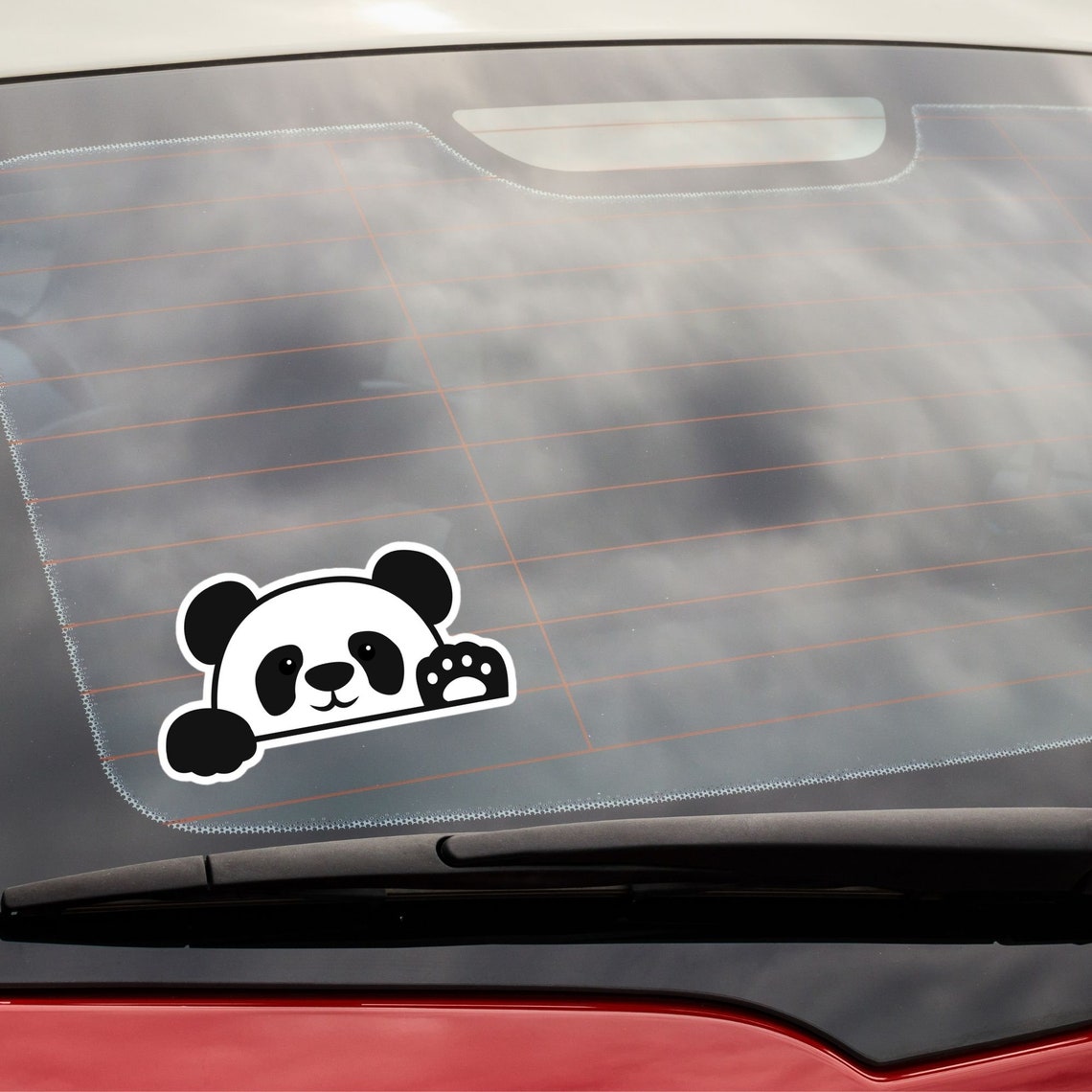 Panda Face Car Decal Sticker / Black White Cute Panda Paws up - Etsy