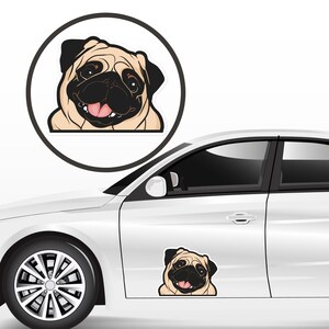Peek Pug Car Decal / Pug Car Sticker Bumper Window Vinyl Sticker ...