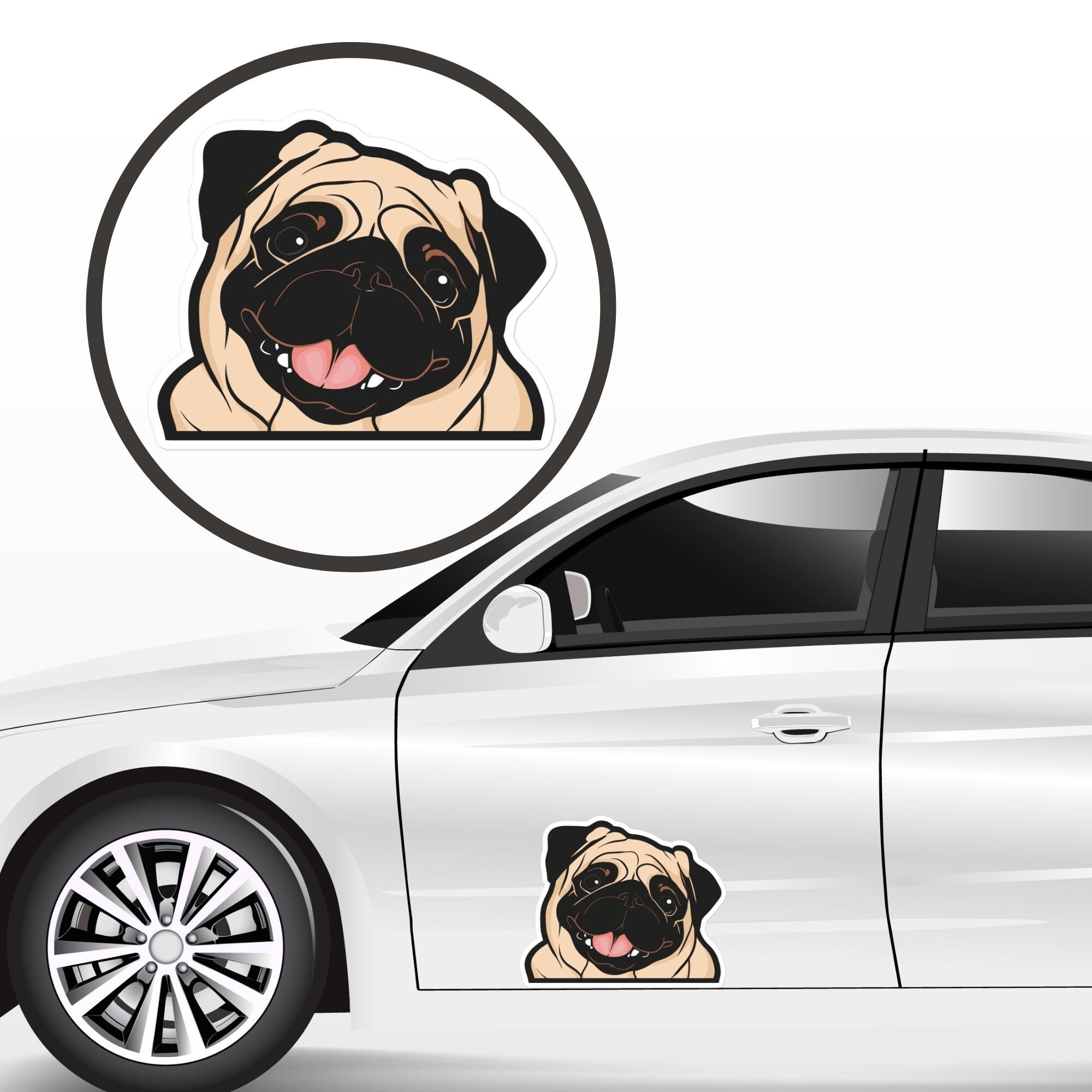 Peek Pug Car Decal / Pug Car Sticker Bumper Window Vinyl - Etsy