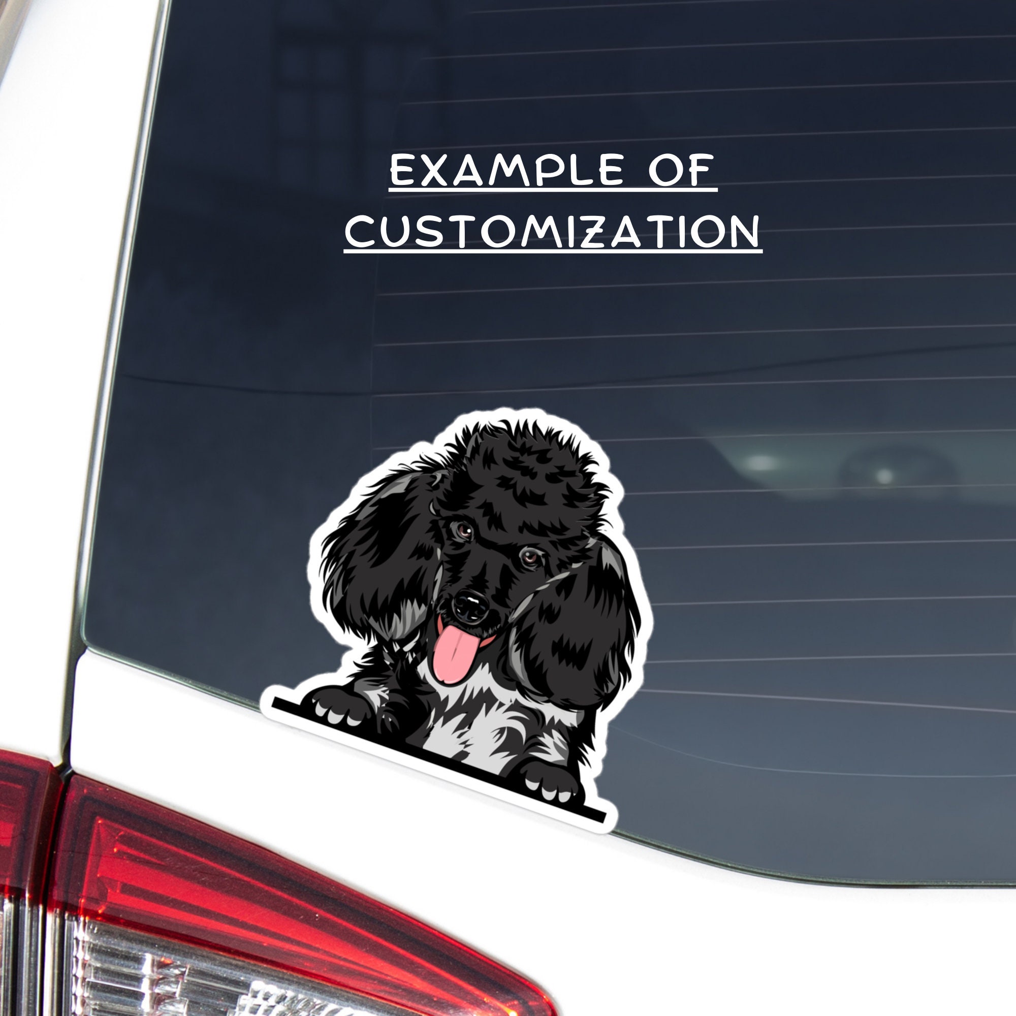 Peeking Poodle Car Decal Sticker / Realistic Black Poodle Dog / Vinyl ...