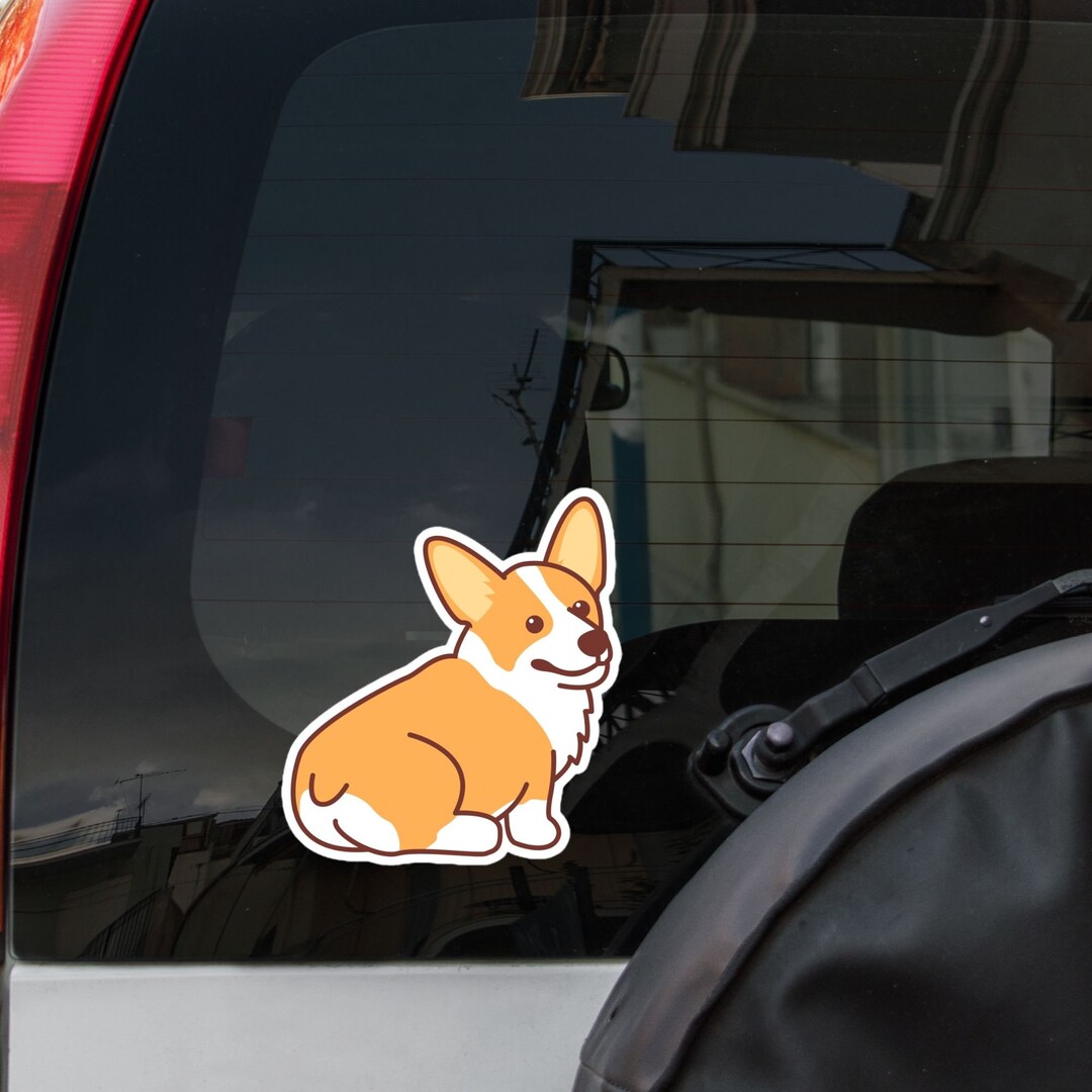 Red&white Corgi Car Decal Sticker / Cute Corgi Sitting / Cartoon Dog ...