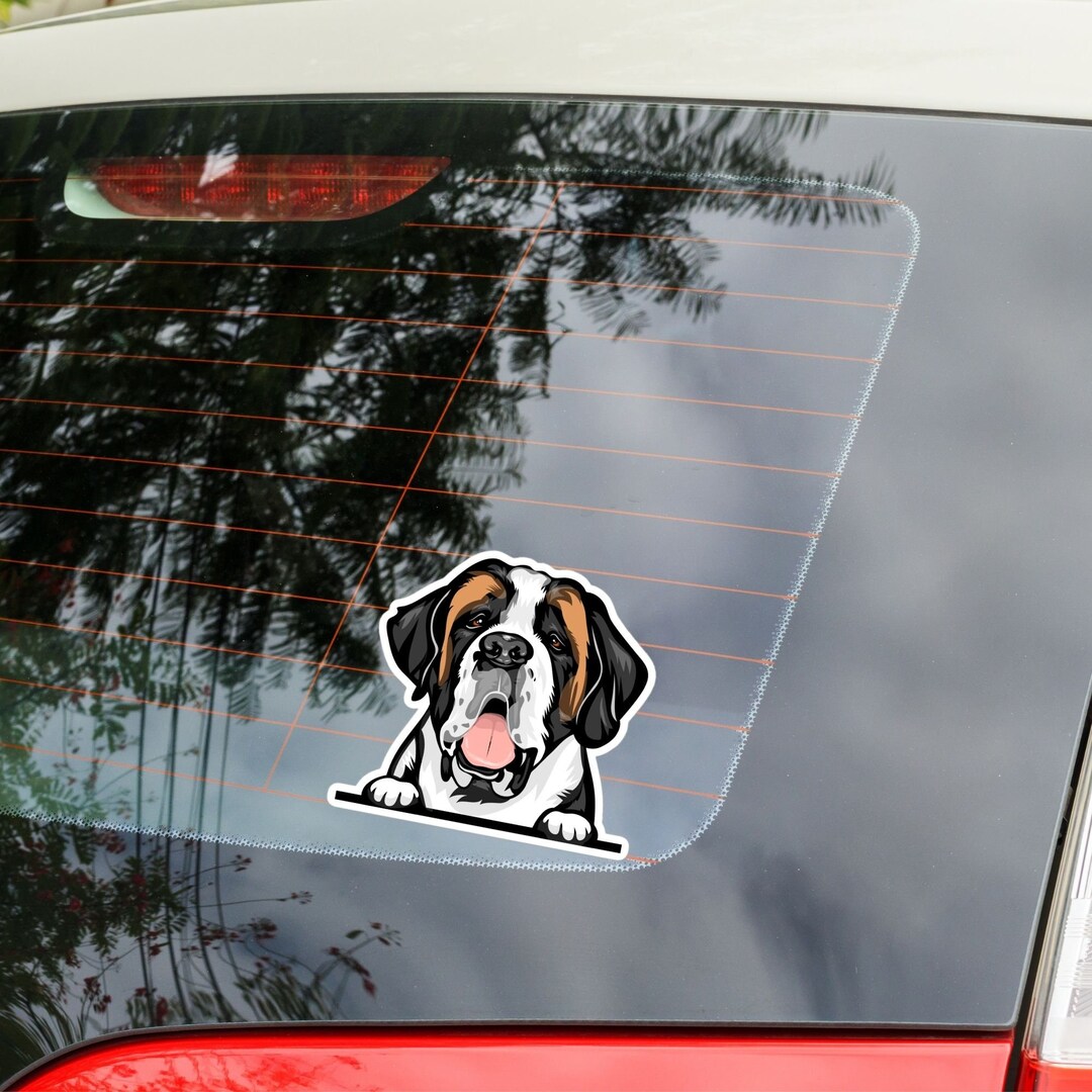 Realistic Saint-bernard Car Decal Sticker / Peeking St. Bernard Dog ...