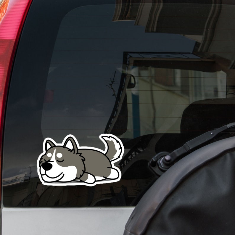 Siberian Husky Car Decal / Lazy Husky Car Window Bumper - Etsy