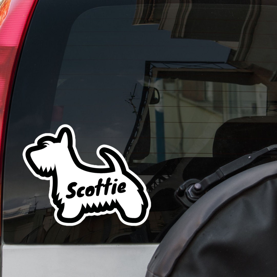 Scottish Terrier Car Decal: Black & White Scottie Dog Silhouette ...