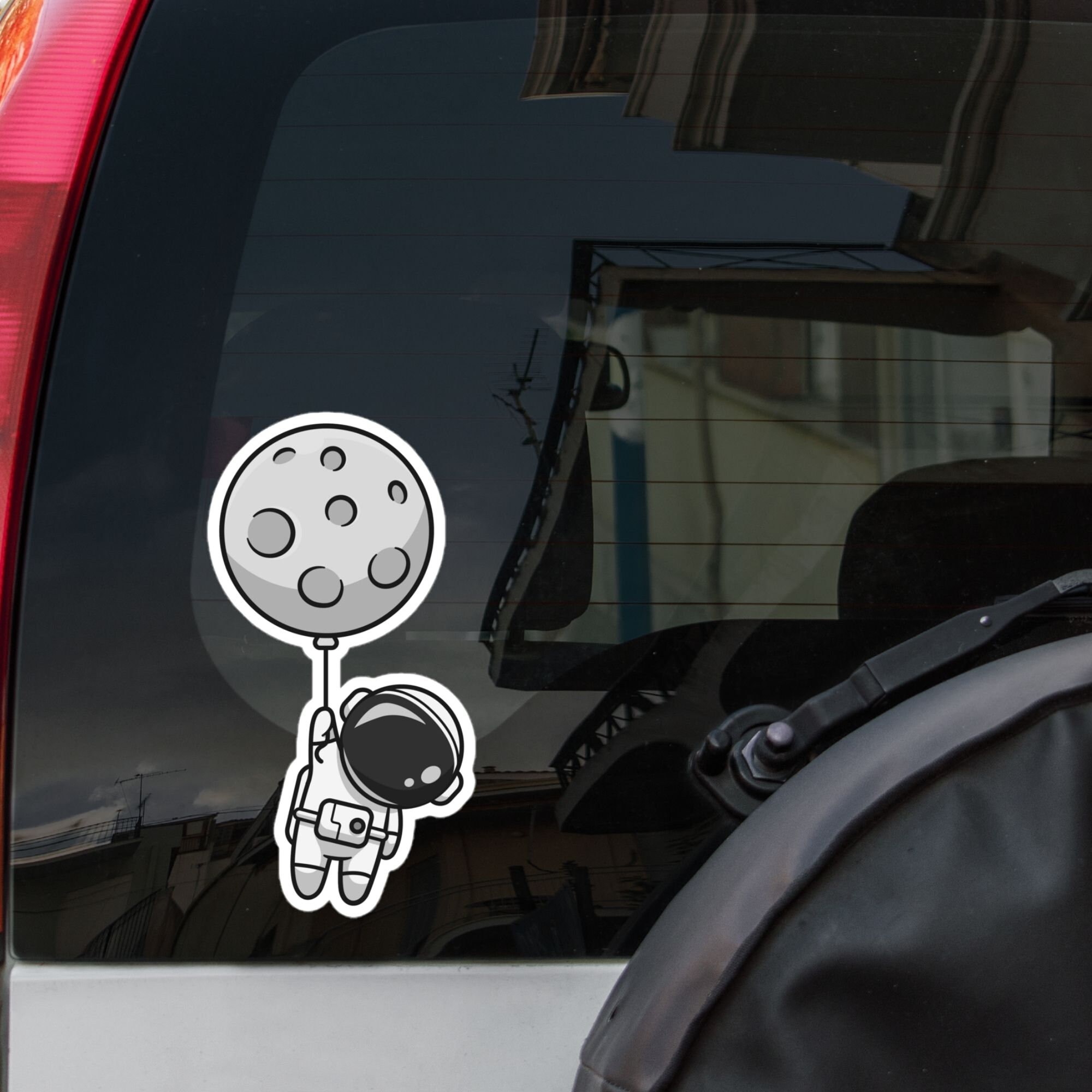 Astronaut Floating With Moon Car Decal Sticker / White Black - Etsy