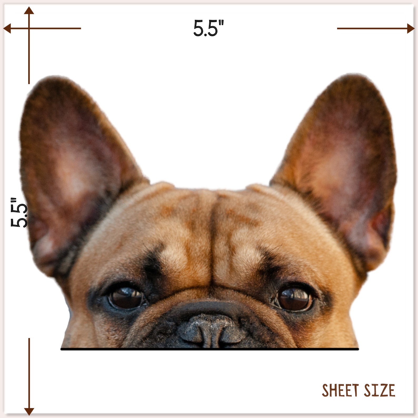 French Bulldog Car Decal - Peeking Fawn & Red Frenchie Dog Sticker ...