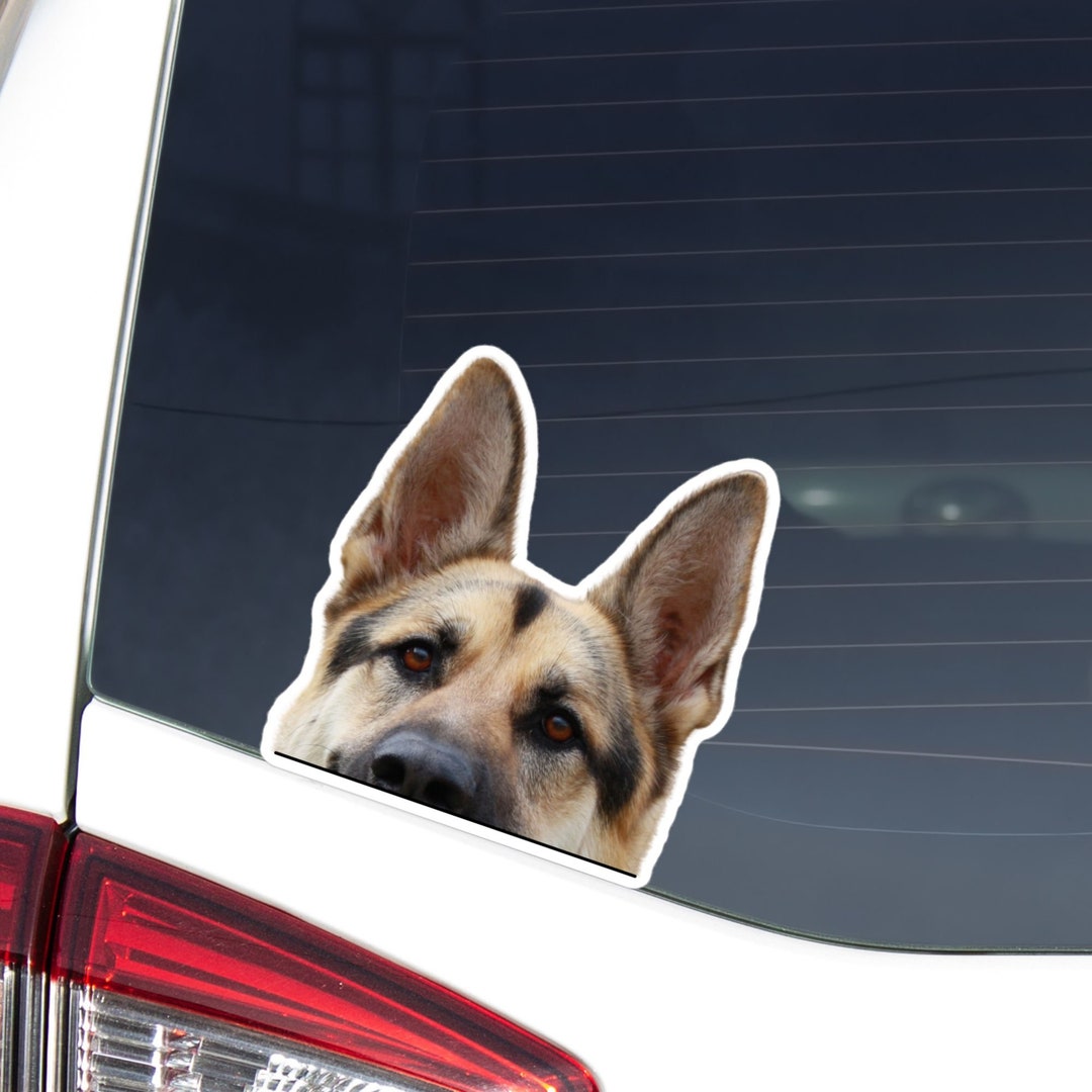 German Shepherd Car Decal - Peeking Dog Head Vinyl Sticker - Etsy