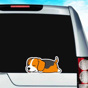 Lazy Beagle Car Sticker / Beagle Bumper Window Vinyl Decal / Sleeping ...