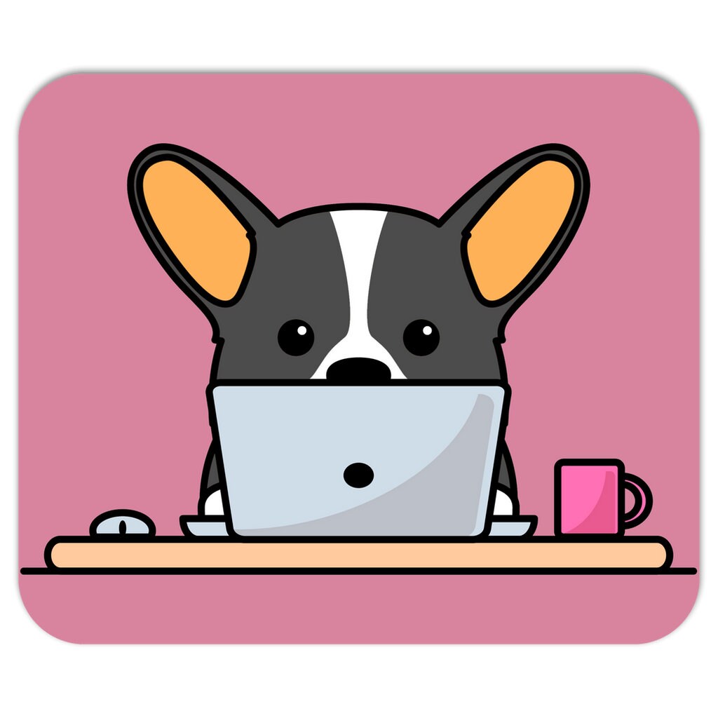 Custom Tricolor Corgi Mouse Pad / Kawaii Tri-color Corgi Dog Working ...