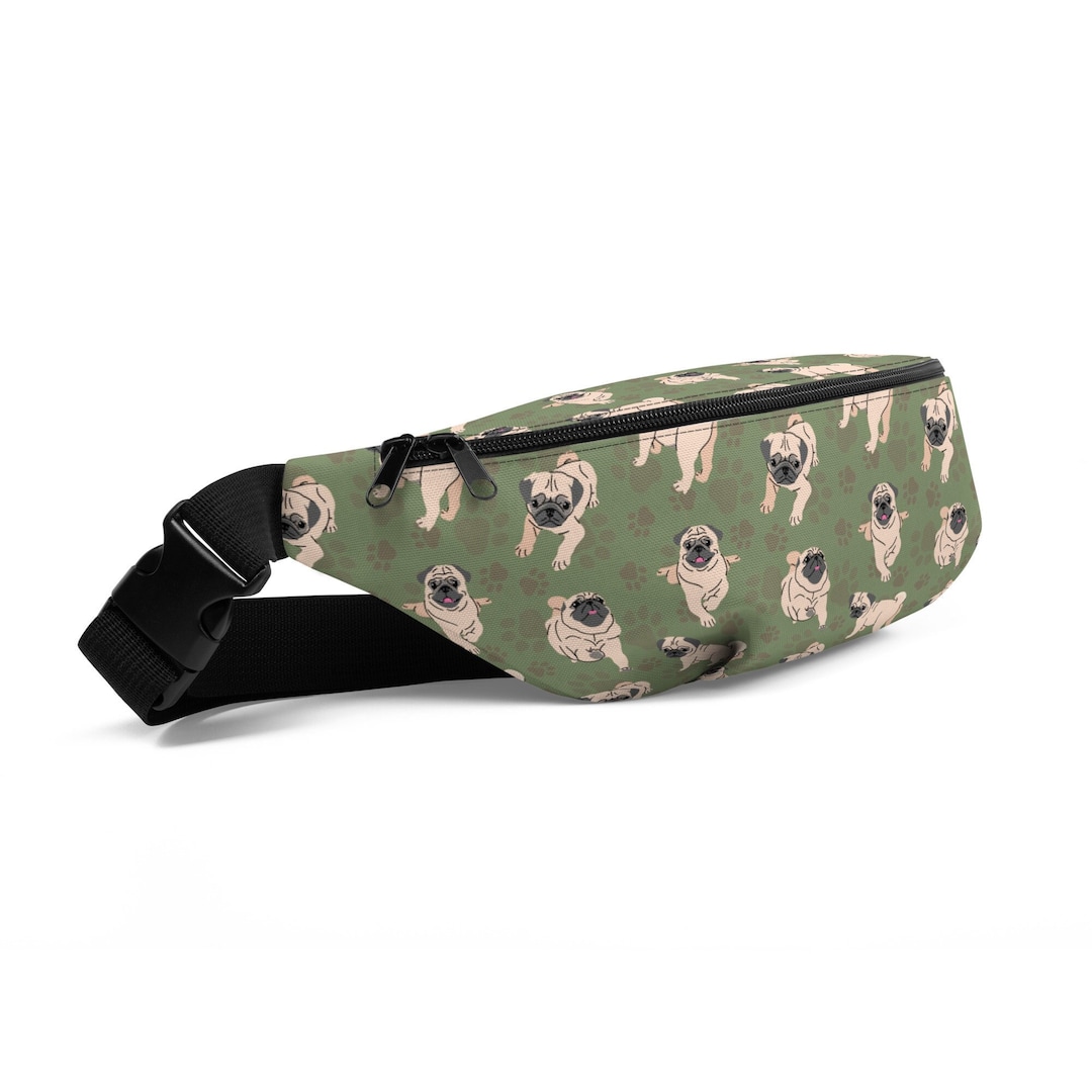Pug Walking Bag / Camo Happy Pugs Pattern / Dog Treat Fanny Pack ...