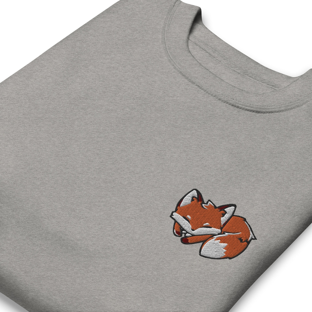 Embroidered Fox Sweatshirt / Cute Lazy Foxy Sweater / Kawaii Wild ...