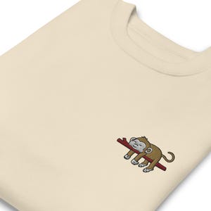 Embroidered Monkey Sweatshirt / Cute Lazy Monkey Sweater / Kawaii ...