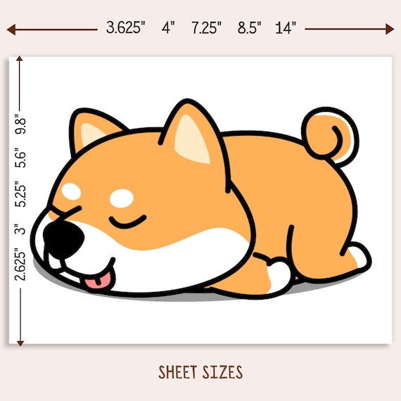 Lazy Shiba Inu Car Decal Sticker Outdoor + Indoor Kawaii Shiba Inu Red ...