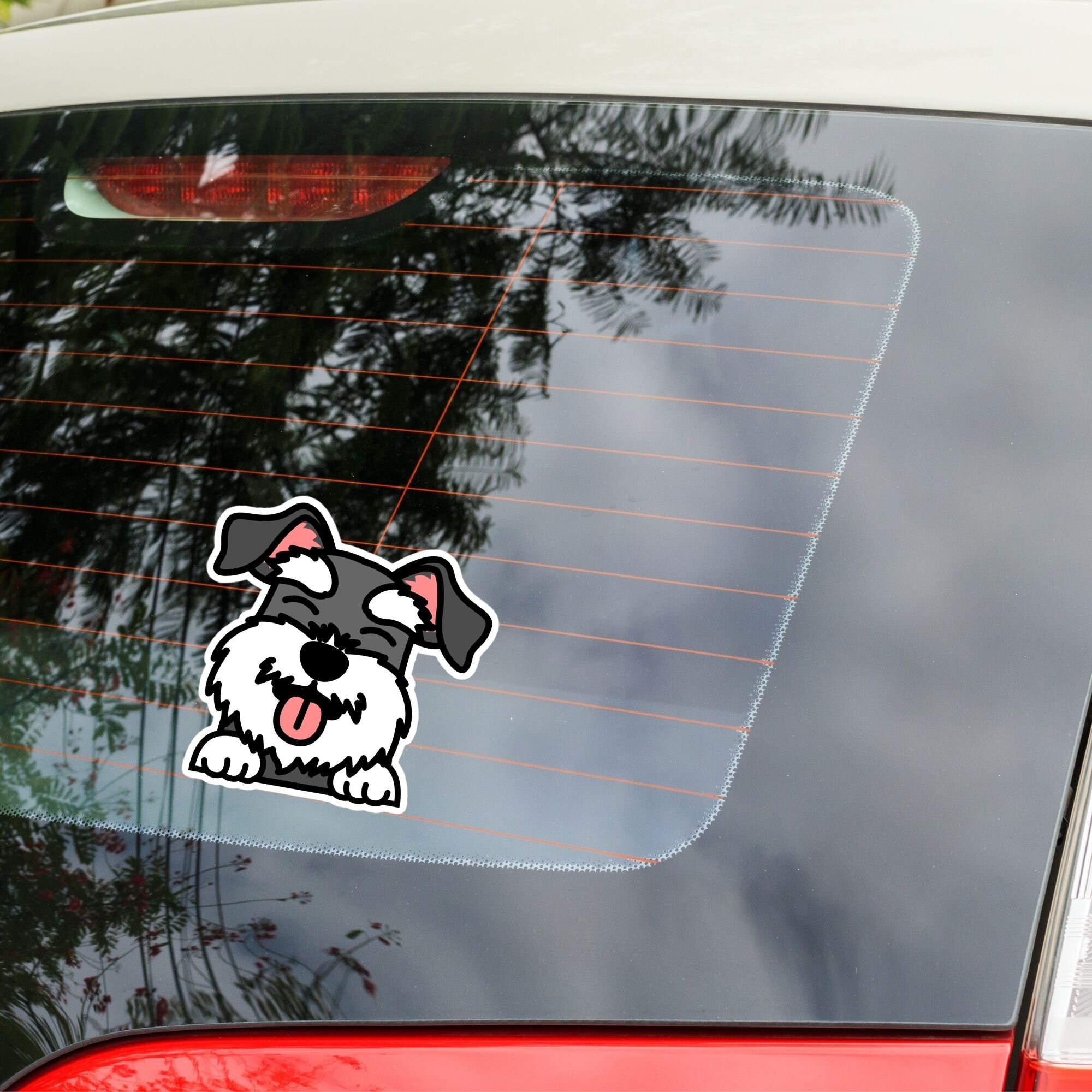 Dark Gray Miniature Schnauzer Car Decal Sticker / Cute Dog Mini ...