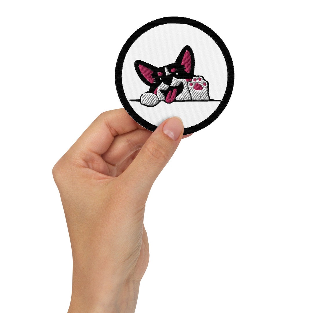 Corgi Embroidered Patch / Tricolor Black Dog / Attachment Options Iron ...