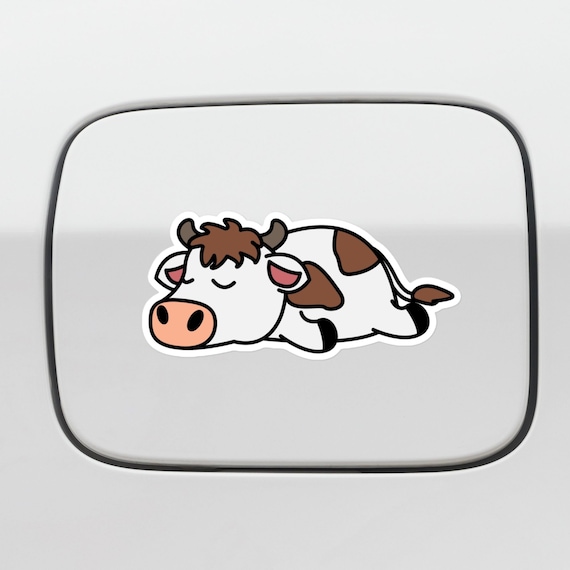 Lazy Cow Car Decal Sticker Kawaii Cartoon Cow Sleeping Vinyl Waterproof Decal Bumper Camper Window Laptop Bottle Outdoor Indoor Etsy