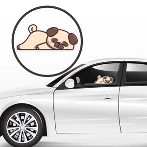 Lazy Pug Car Decal / Pug Car Sticker Bumper Window Vinyl Sticker ...