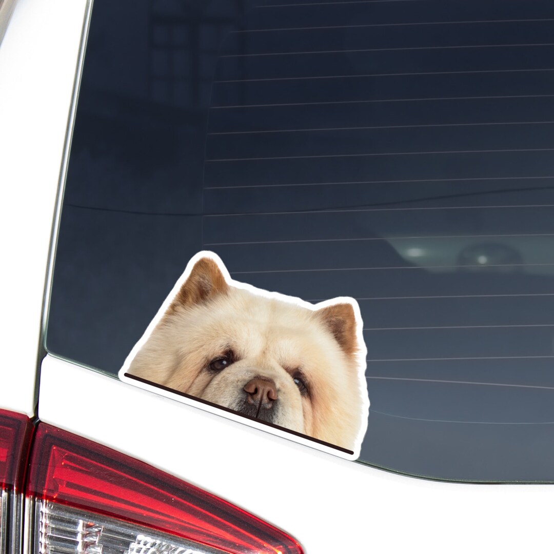 White Chow Chow Car Sticker Decal / Peeking Realistic Chow Chow Head ...