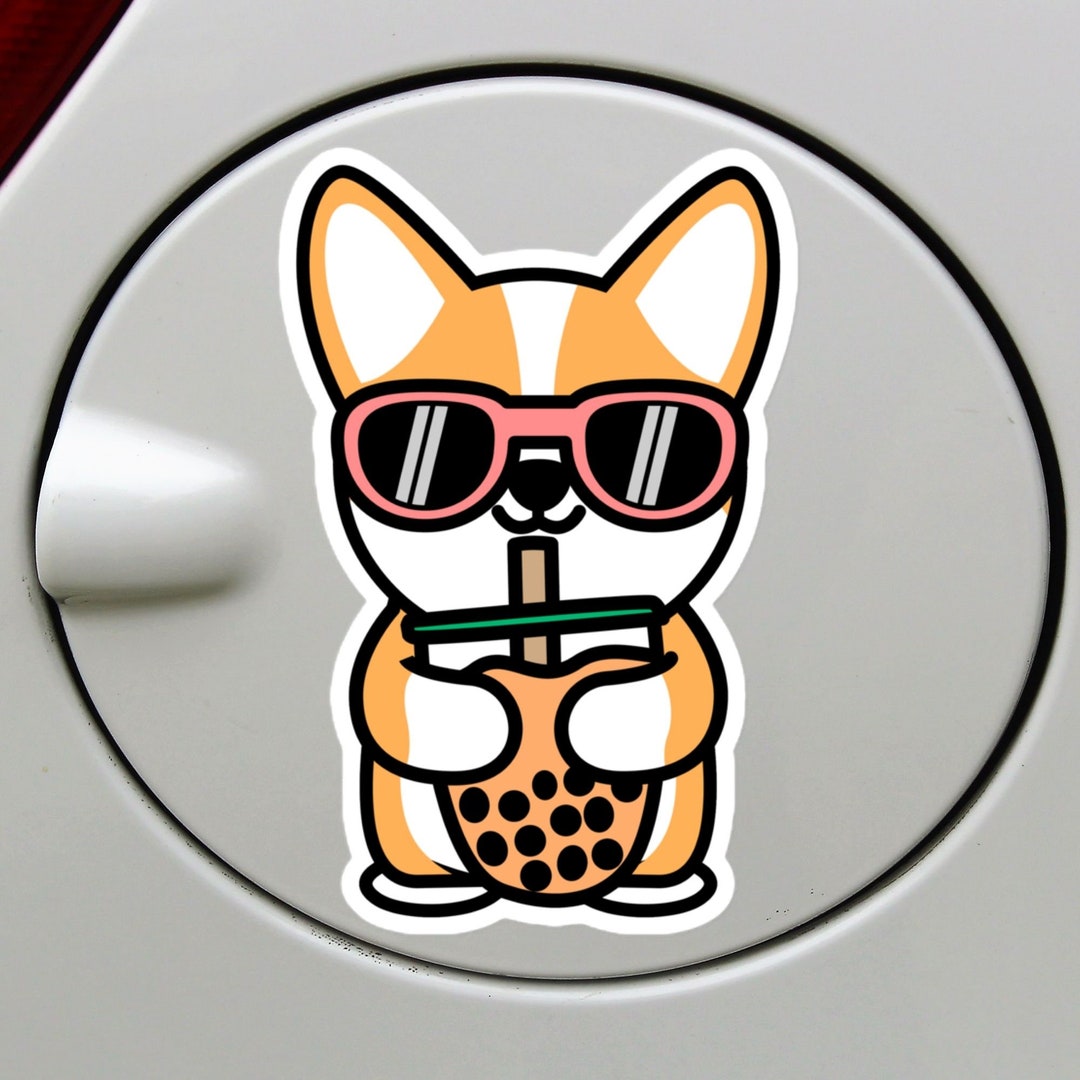 Corgi Boba Car Decal | Bubble Tea Dog Waterproof Vinyl Sticker - Etsy