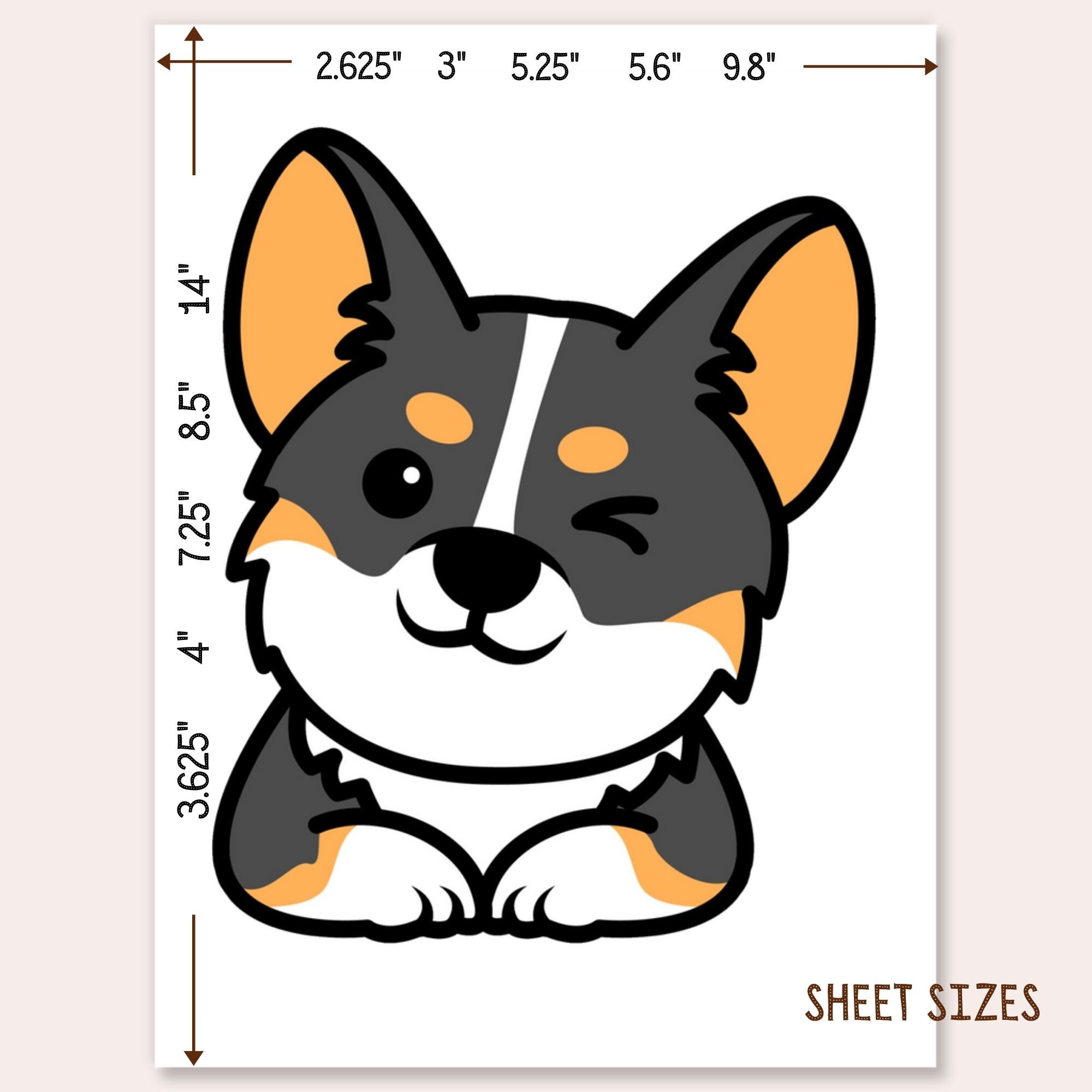 Tricolor Corgi Car Decal Sticker / Corgi Puppy Winking Eye / - Etsy France