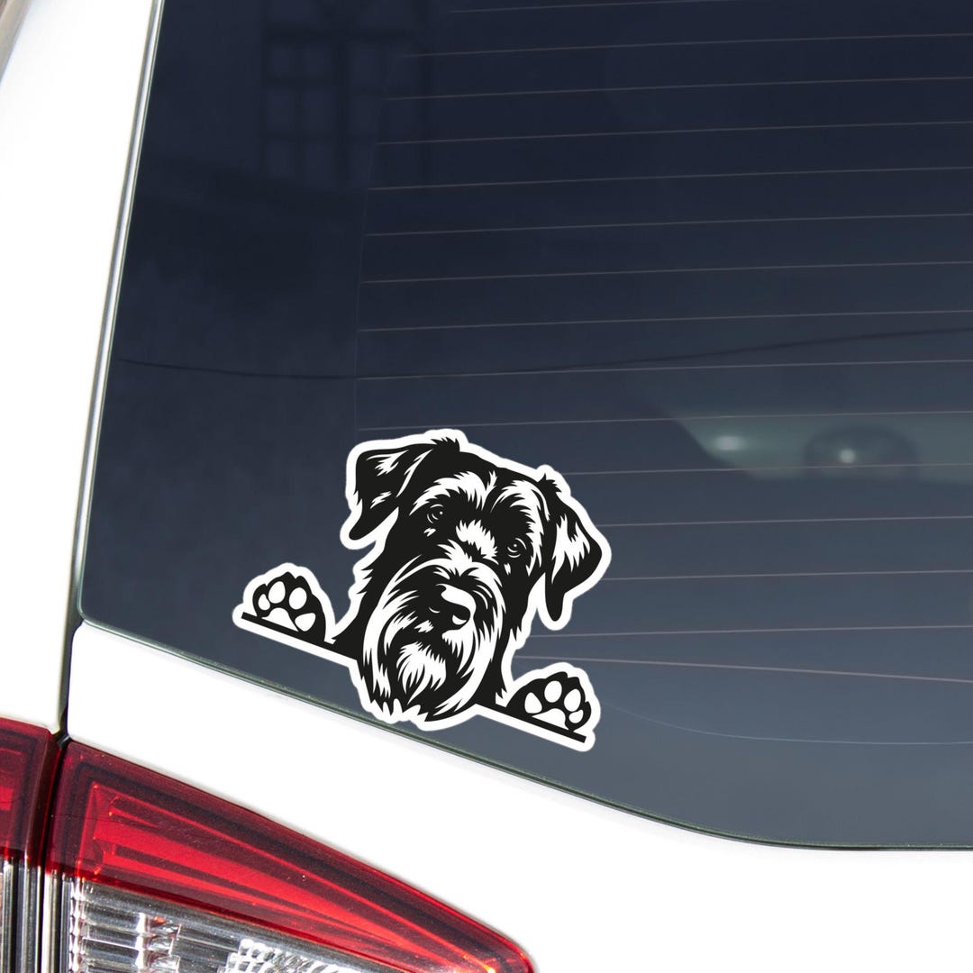Giant Schnauzer Car Decal Sticker / Peeking Black & White Dog Head Face ...