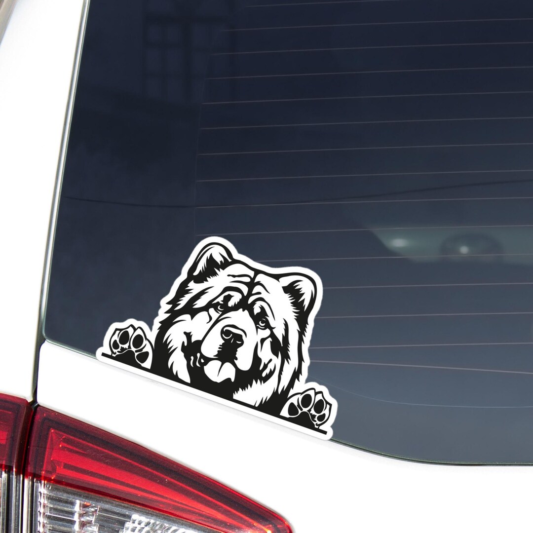 Chow Chow Car Decal Sticker / Peeking Black & White Dog Head Face ...