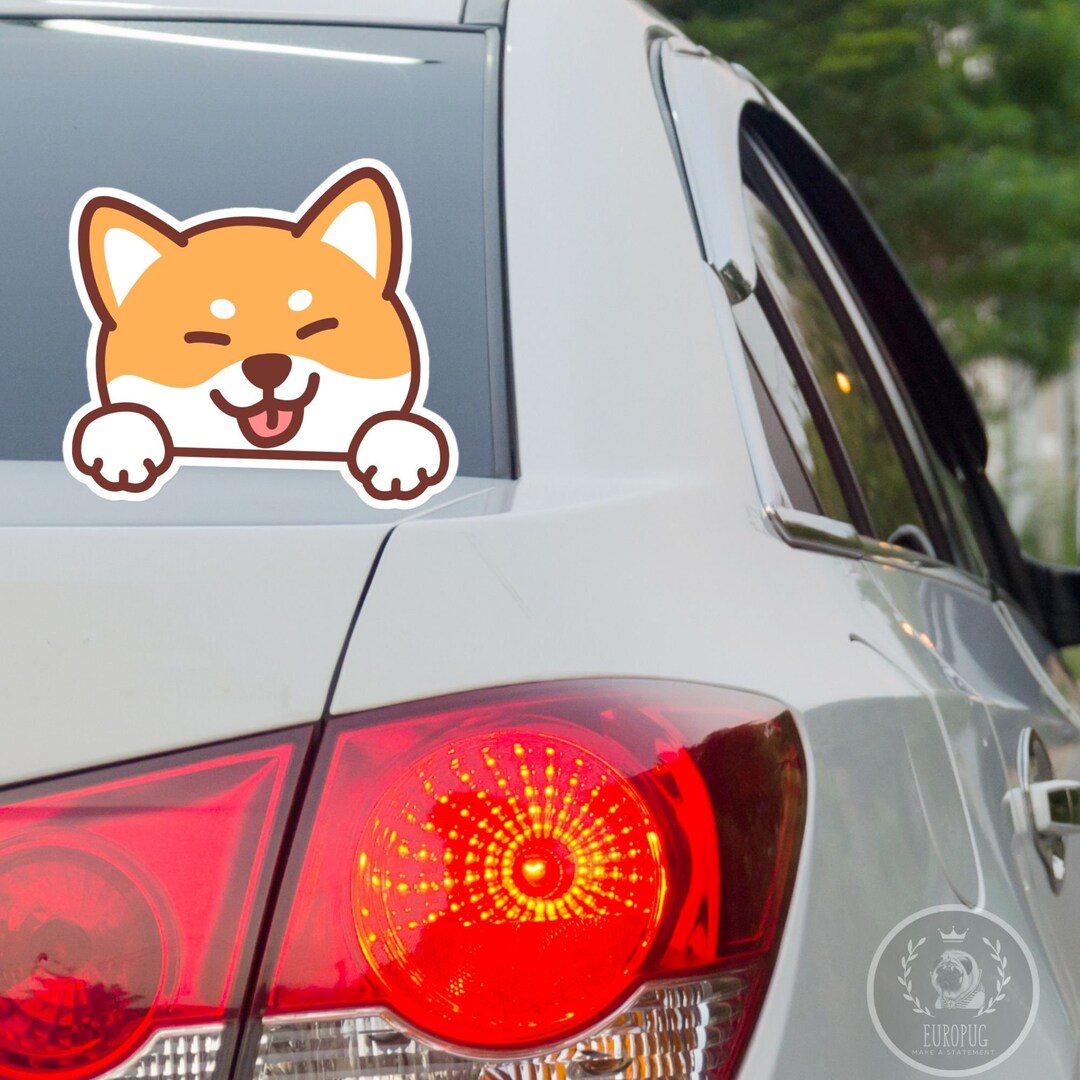 Red Shiba Inu Peek Car Sticker / Vinyl Decal Weather Resistant / 2" X 3 ...