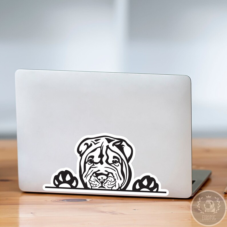 Peeking Shar Pei Car Decal - Black & White Dog Waterproof Sticker - Etsy