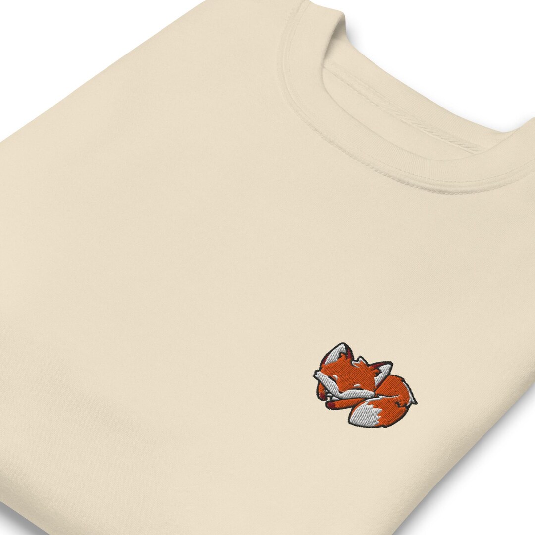 Embroidered Fox Sweatshirt / Cute Lazy Foxy Sweater / Kawaii Wild ...
