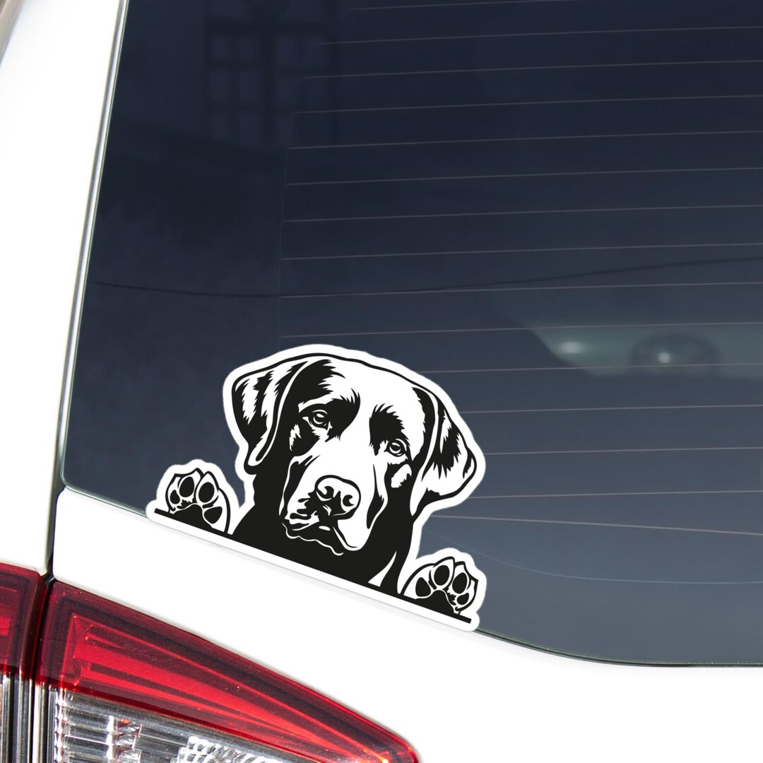 Labrador Retriever Car Decal - Peeking Black & White Dog Head ...