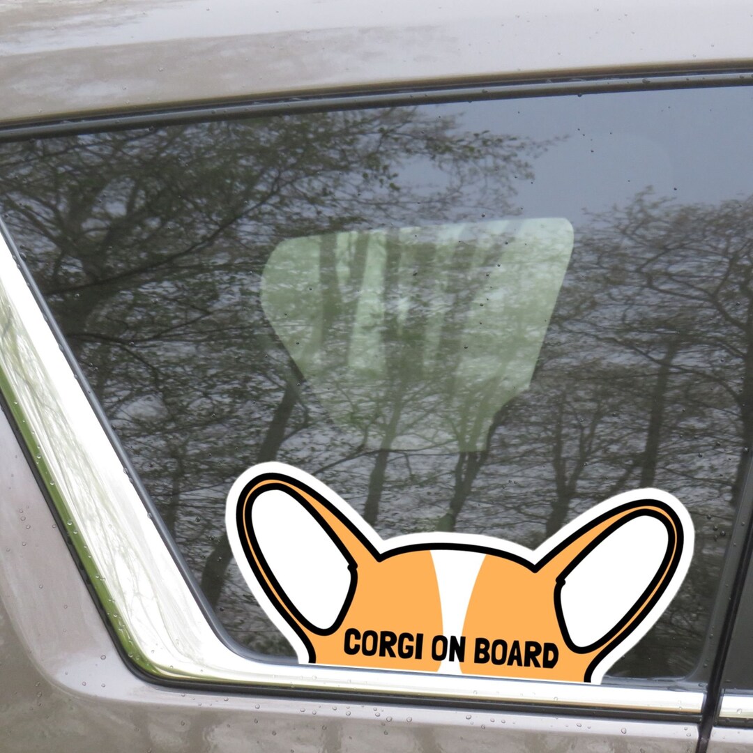Corgi on Board Car Decal / Peeking Corgi Colored Sticker / Vinyl Bumper ...