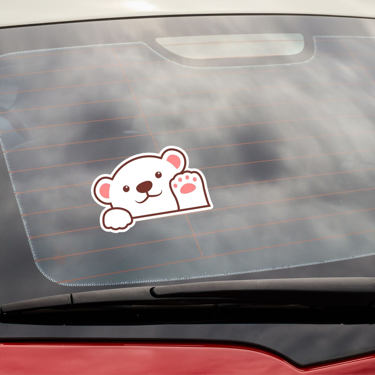 Polar Bear Car Decal Sticker / White Kawaii Cartoon Bear - Etsy