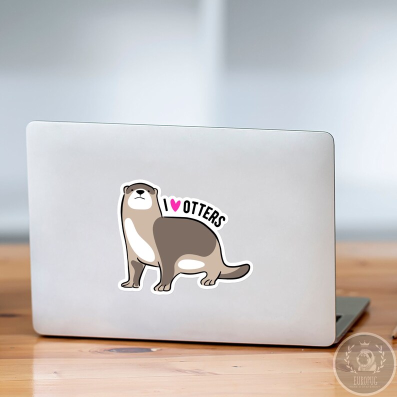 Cartoon Otter Car Decal - I Love Otters Waterproof Vinyl Sticker - Etsy