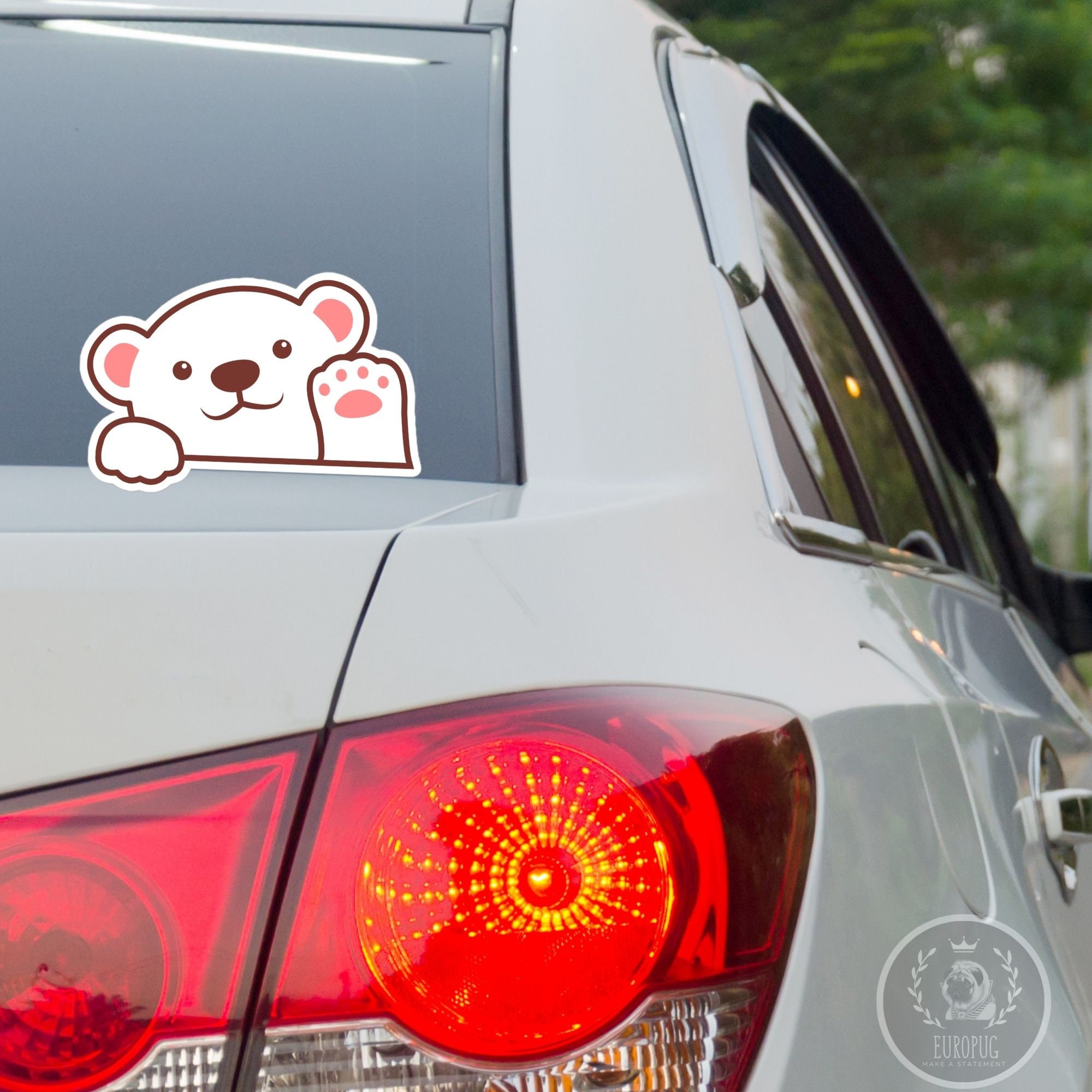 Polar Bear Car Decal Sticker / White Kawaii Cartoon Bear - Etsy