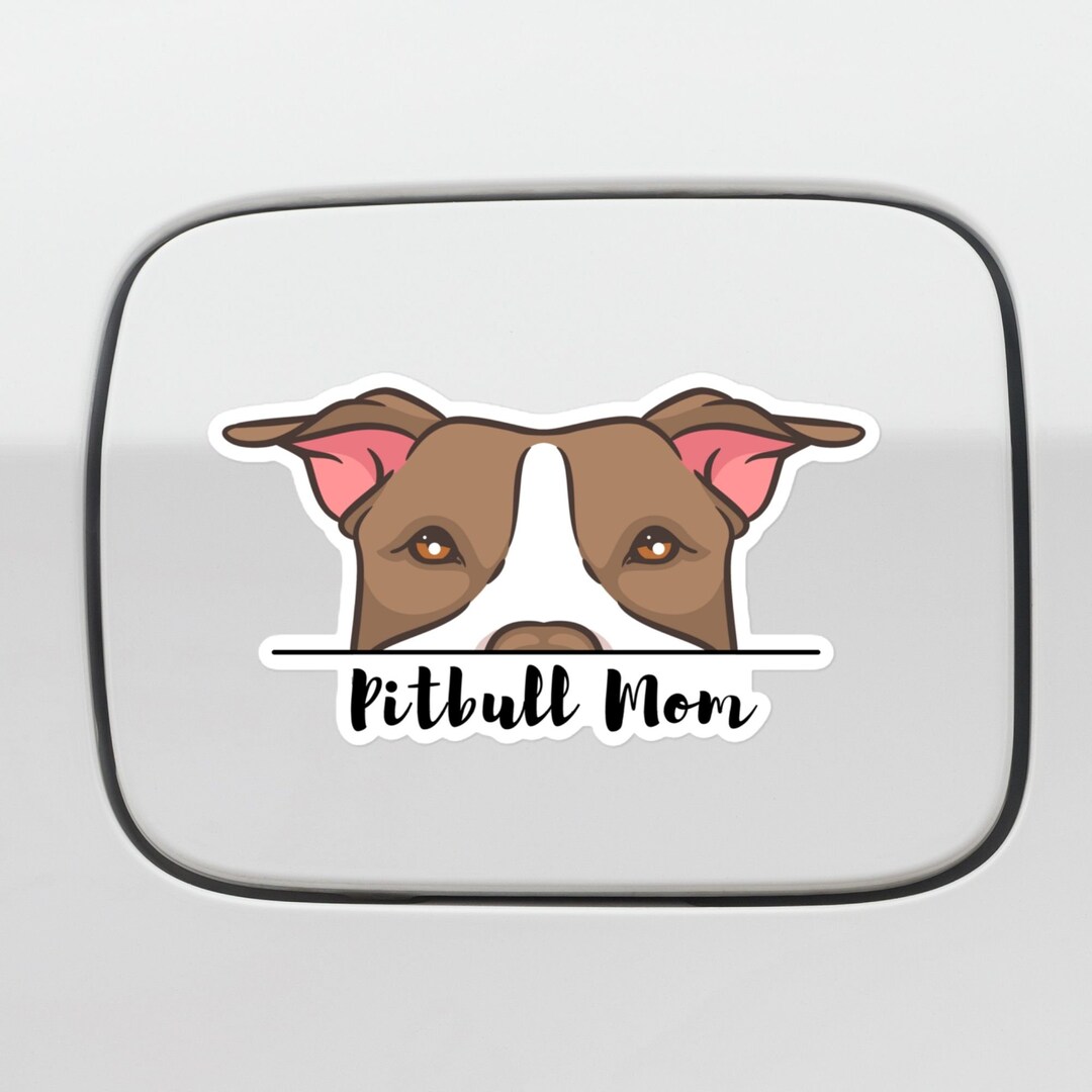 Pitbull Mom Car Decal Sticker / Peeking Pittie Dog Mama Vinyl Bumper ...