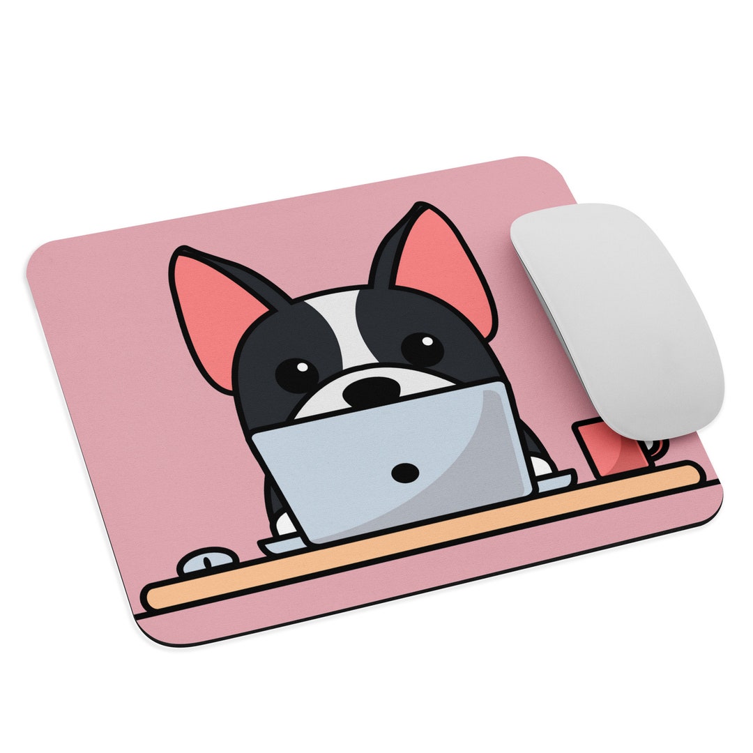 Custom Boston Terrier Mouse Pad / Kawaii Cute Dog Head Working Laptop ...