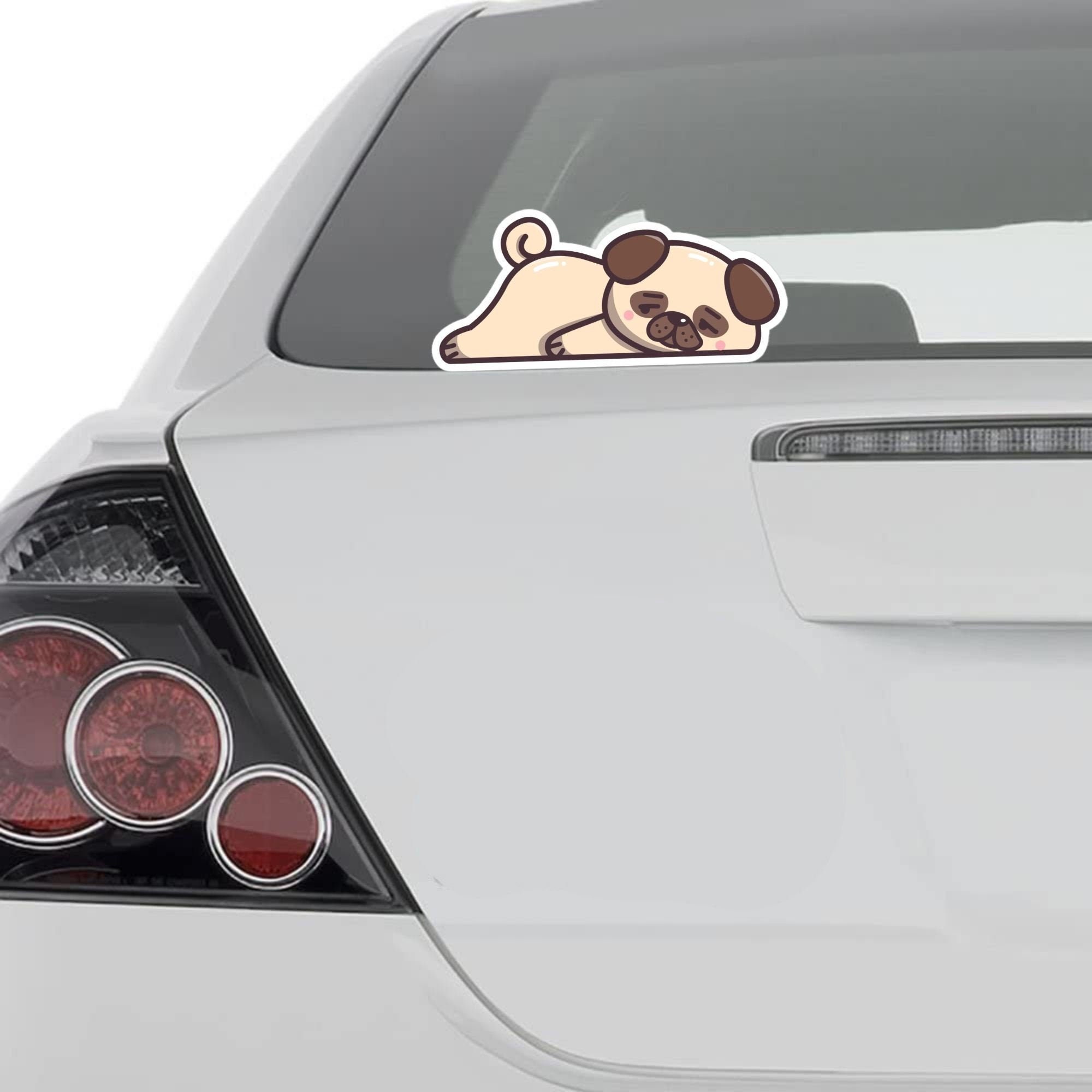 Lazy Pug Car Decal / Pug Car Sticker Bumper Window Vinyl - Etsy UK